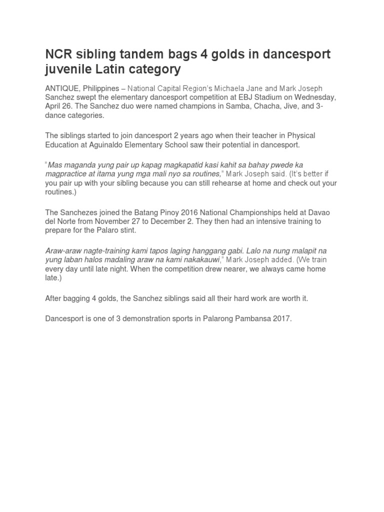 Sample Sports News (Filipino and English) | PDF | Ballroom Dance | Dances