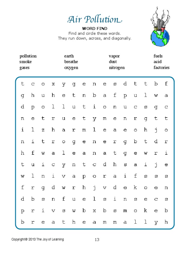 Air Pollution Word Search Puzzle | PDF