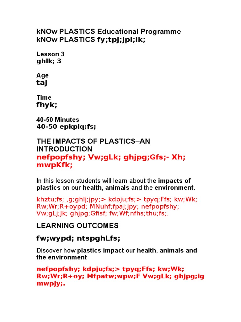 Know Plastics Educational Programme Know Plastics Fy TPJ JPL LK | PDF ...