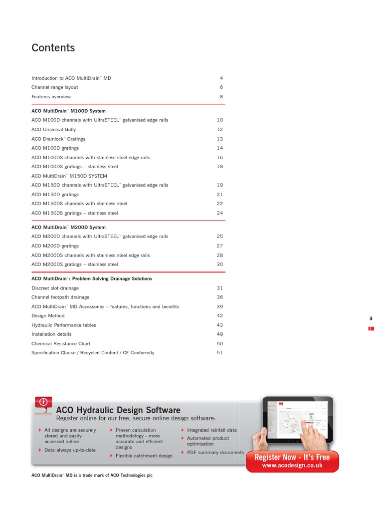 Aco Hydraulic Design Software: Aco Multidrain M100D System | Download ...