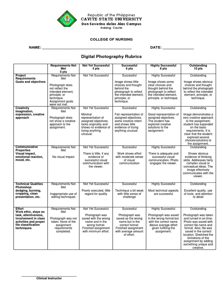 Digital Photography Rubricssss | PDF | Communication | Cognition