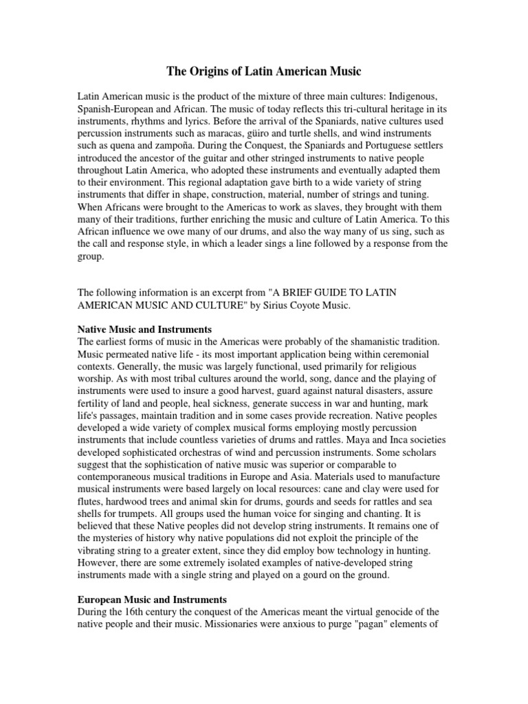 History of Latin Music PDF | PDF | Musical Instruments | Music Of The ...