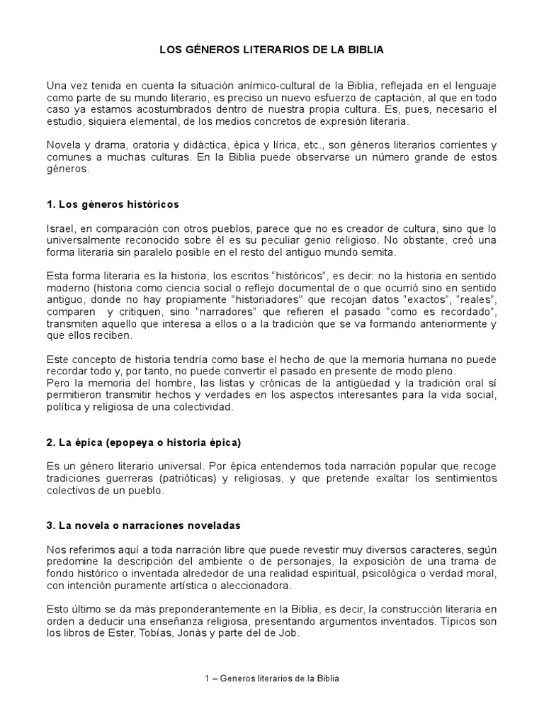 Géneros Literarios en la Biblia | PDF | Biblia | Narrativa