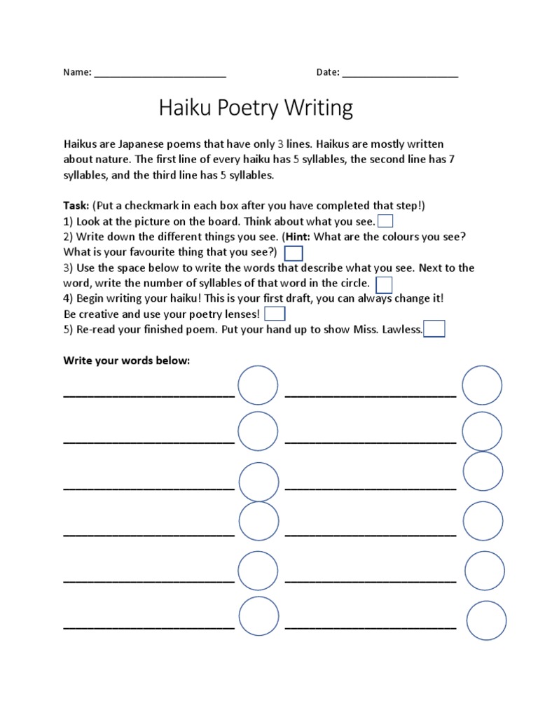Haiku Worksheet | PDF