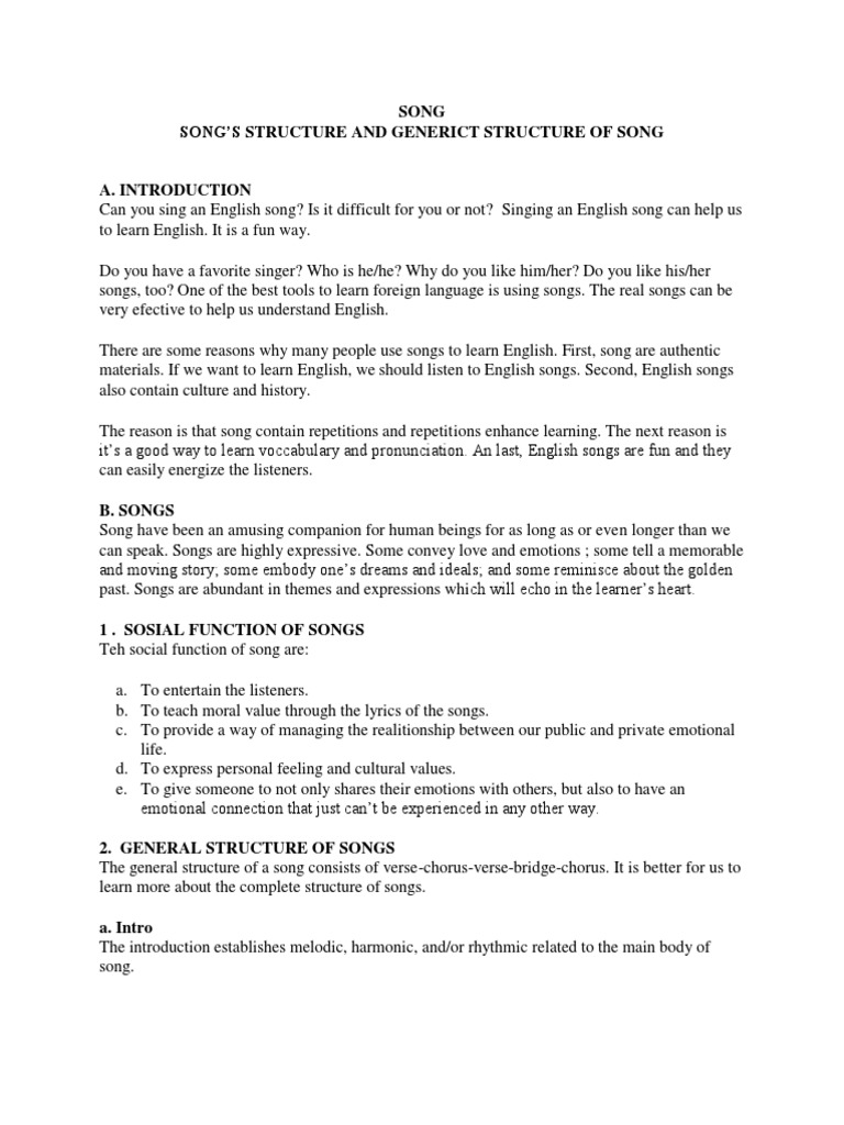 Song Structure | PDF | Refrain | Song Structure