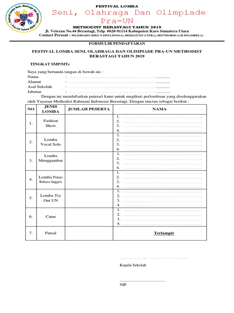 Formulir Pendaftaran SMP | PDF