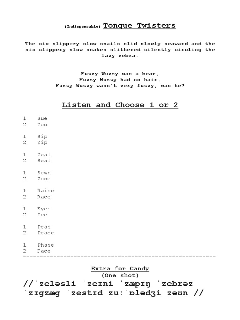 Activities For Fricatives | PDF