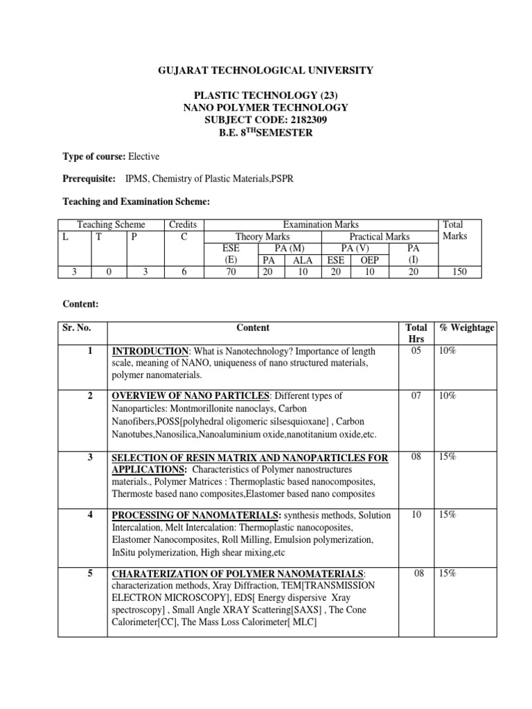 Nano Polymer Technology Course Overview | PDF | Nanocomposite ...