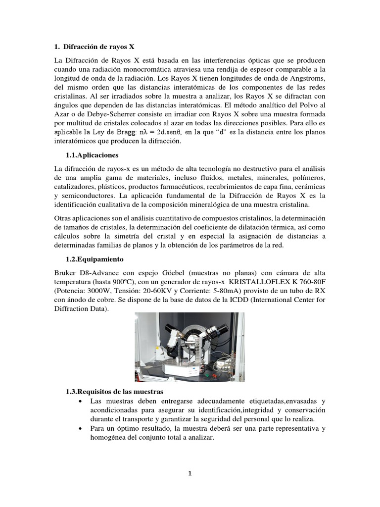 Difracción de Rayos X y Análisis Elemental | Descargar gratis PDF ...