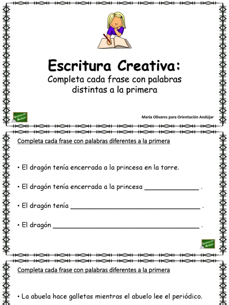 Escritura Creativa Completar Frases | PDF | Ocio | Deportes