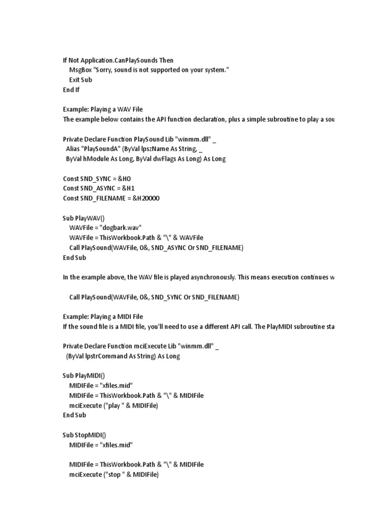 Excel Macro Play Sound | PDF | Teaching Methods & Materials