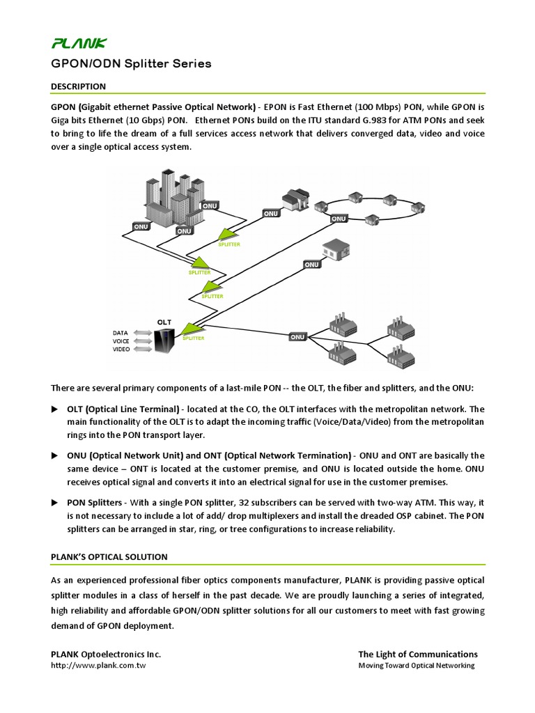 Plank GPON Splitter | PDF | Optical Fiber | Telecommunications Engineering