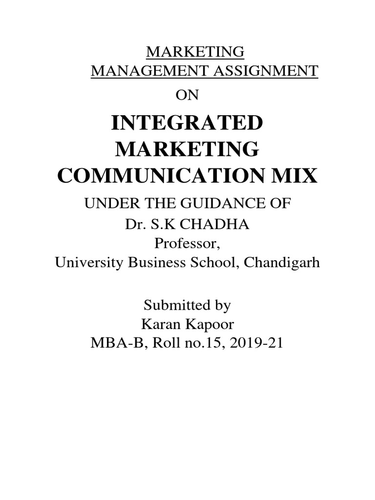 Marketing Management Assignment | PDF | Marketing Communications ...