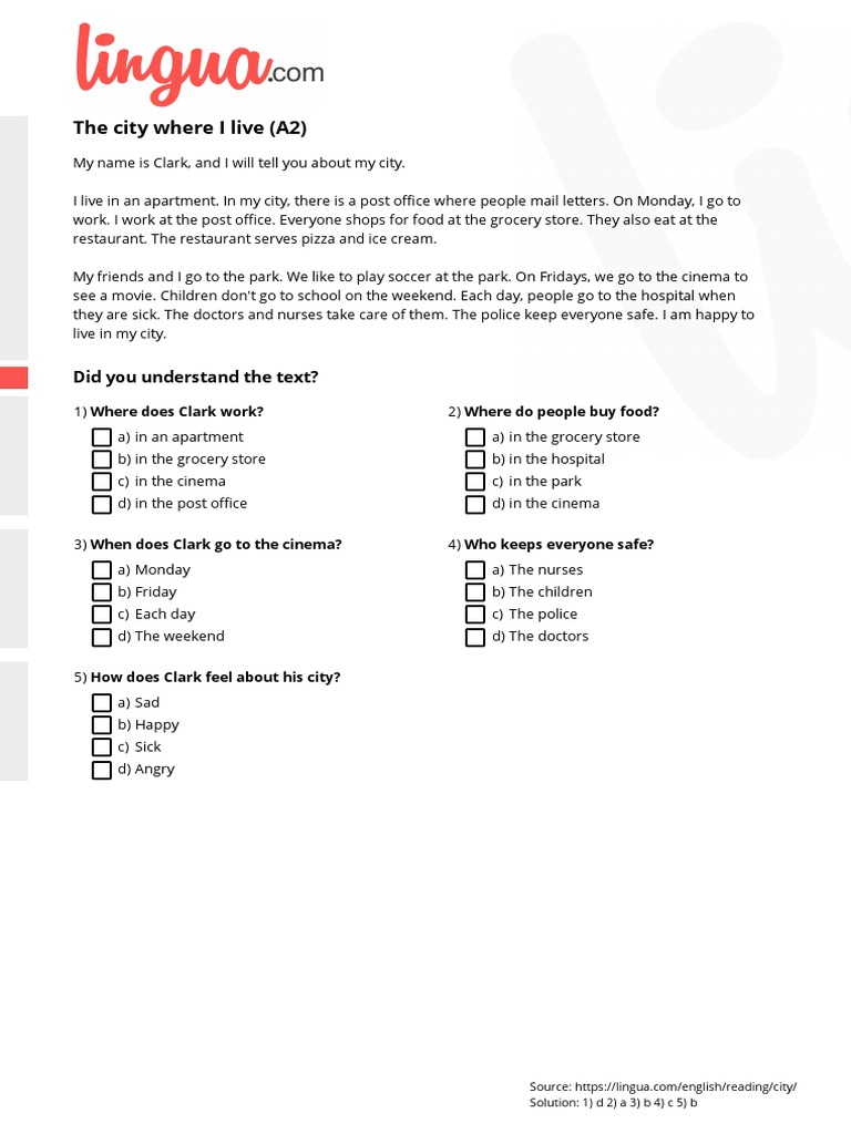 3 - Reading - The City Where I Live | PDF