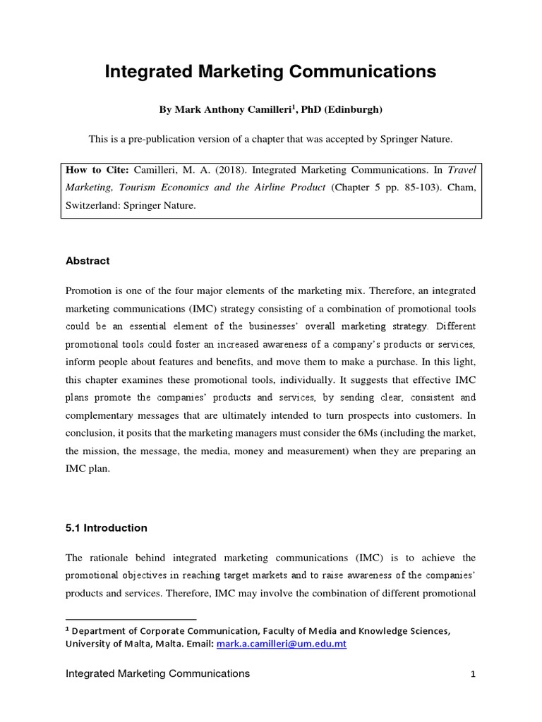 Integrated Marketing Communications | PDF | Marketing Communications ...