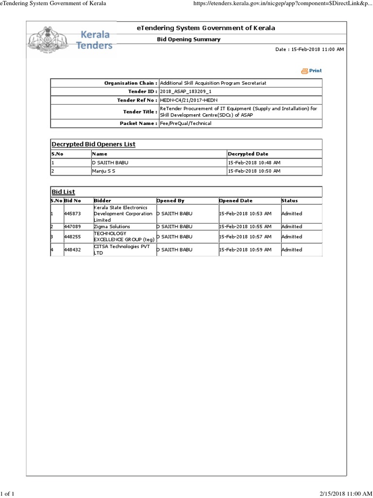 ETendering System Government of Kerala | PDF | Business Process ...