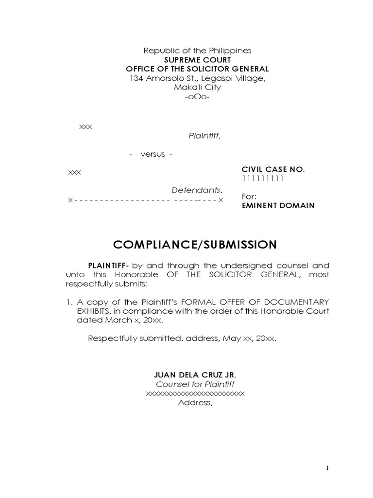 Compliance and Submission - Sample Form | PDF