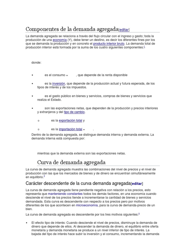 Componentes de La Demanda Agregada | PDF | La demanda agregada | Demanda