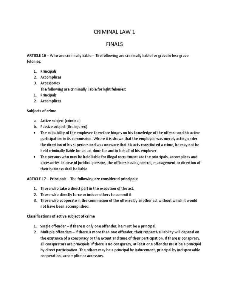 CRIMINAL LAW 1 - Finals | PDF | Sentence (Law) | Ex Post Facto Law