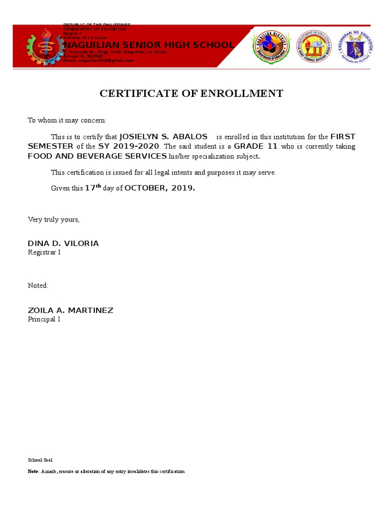 Certificate of Enrollment | Download Free PDF | Applied Ethics ...