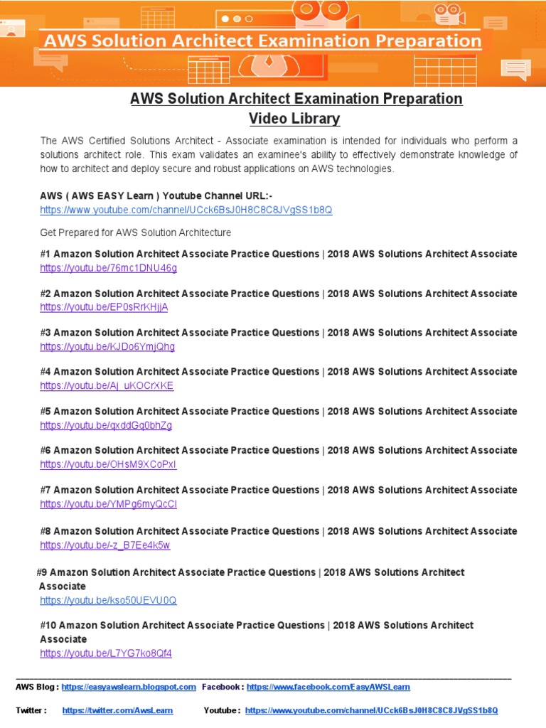 AWS Solution Architect Examination Preparation | PDF | Amazon Web ...