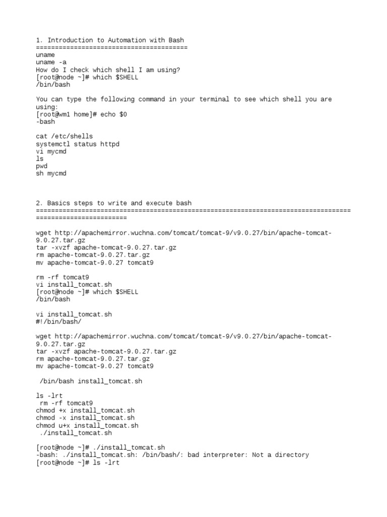 Introduction to Automation with Bash Scripting | PDF | Shell (Computing) | Areas Of Computer Science