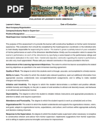 Work Immersion Evaluation Form | PDF | Change | Applied Psychology