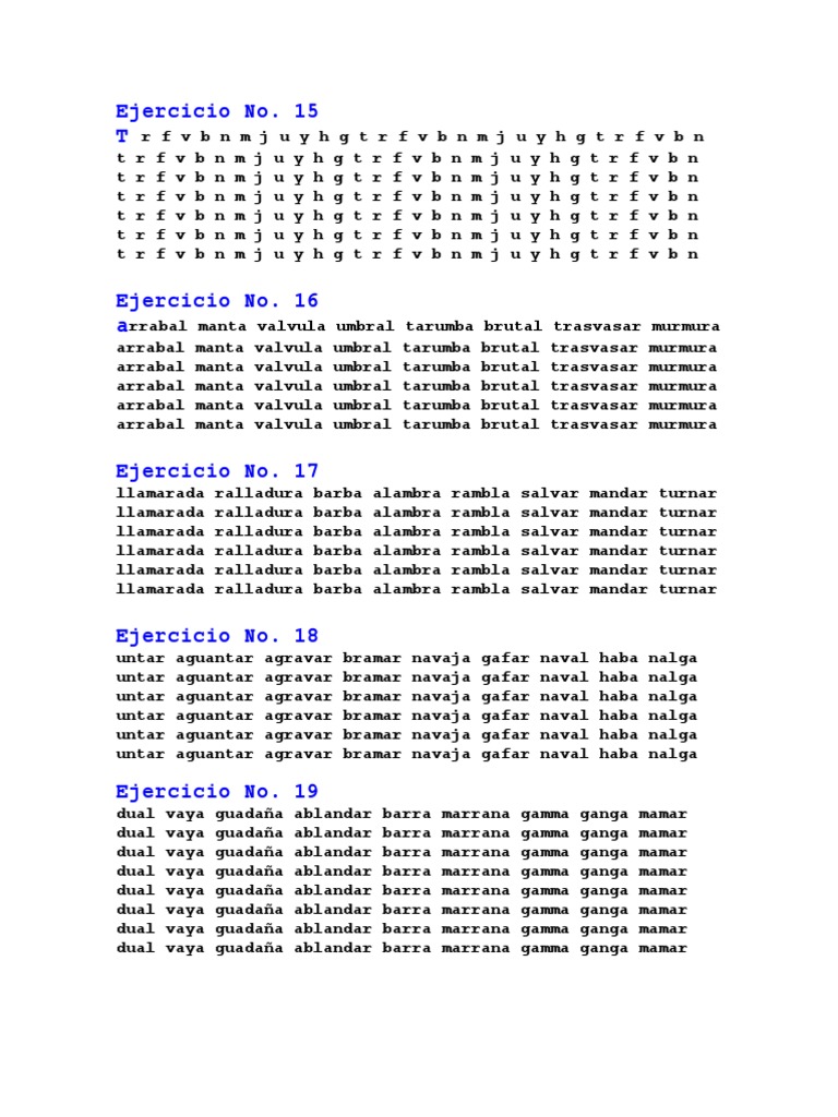 Ejercicios de Mecanografía | PDF Ejercicios de Mecanografía | PDF