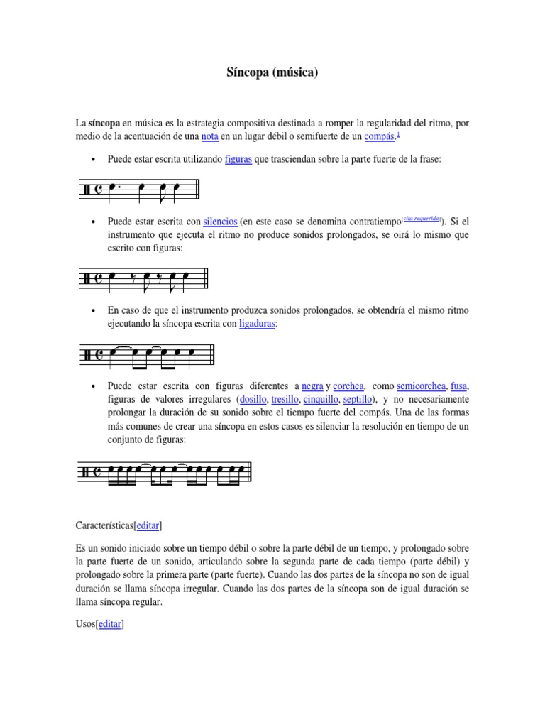 Síncopa | PDF | Composiciones Musicales | Notación musical