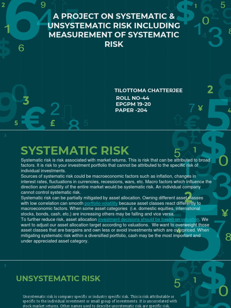 A Project On Systematic & Unsystematic Risk Including Measurement of ...