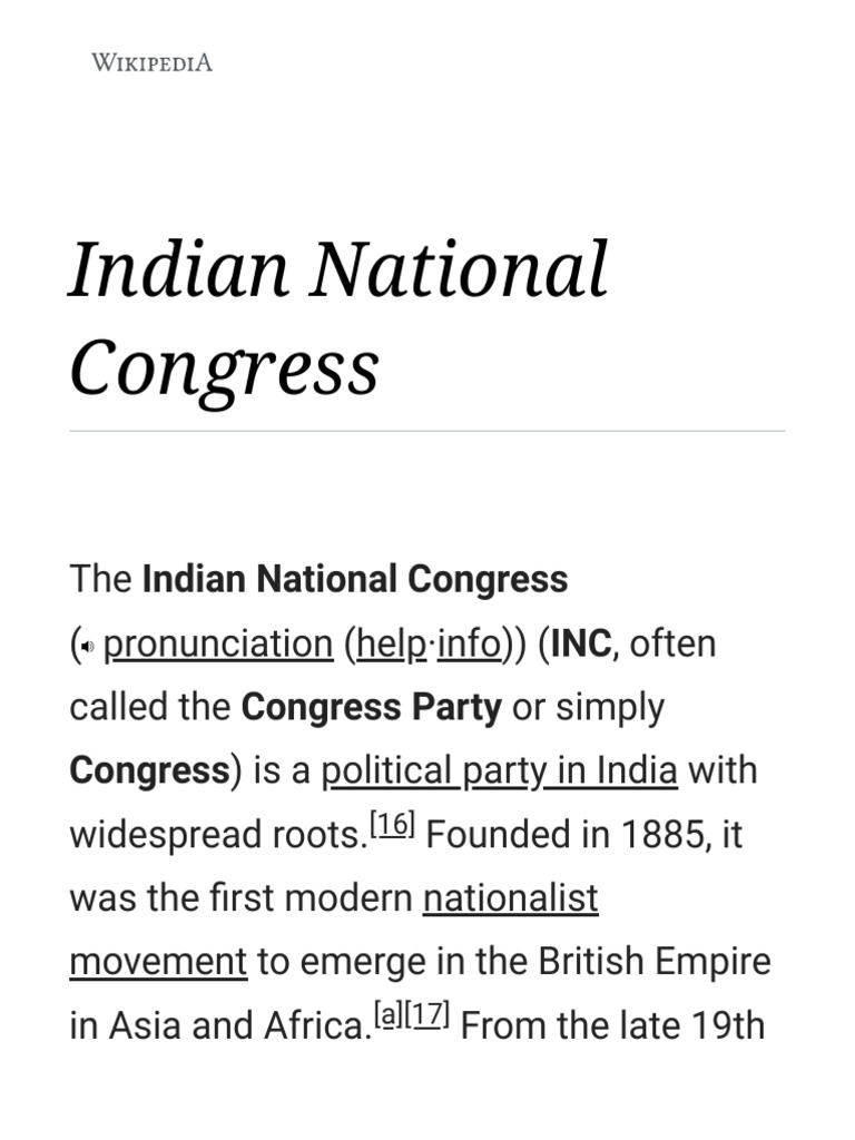 Indian National Congress - Wikipedia | PDF | Indian National Congress ...