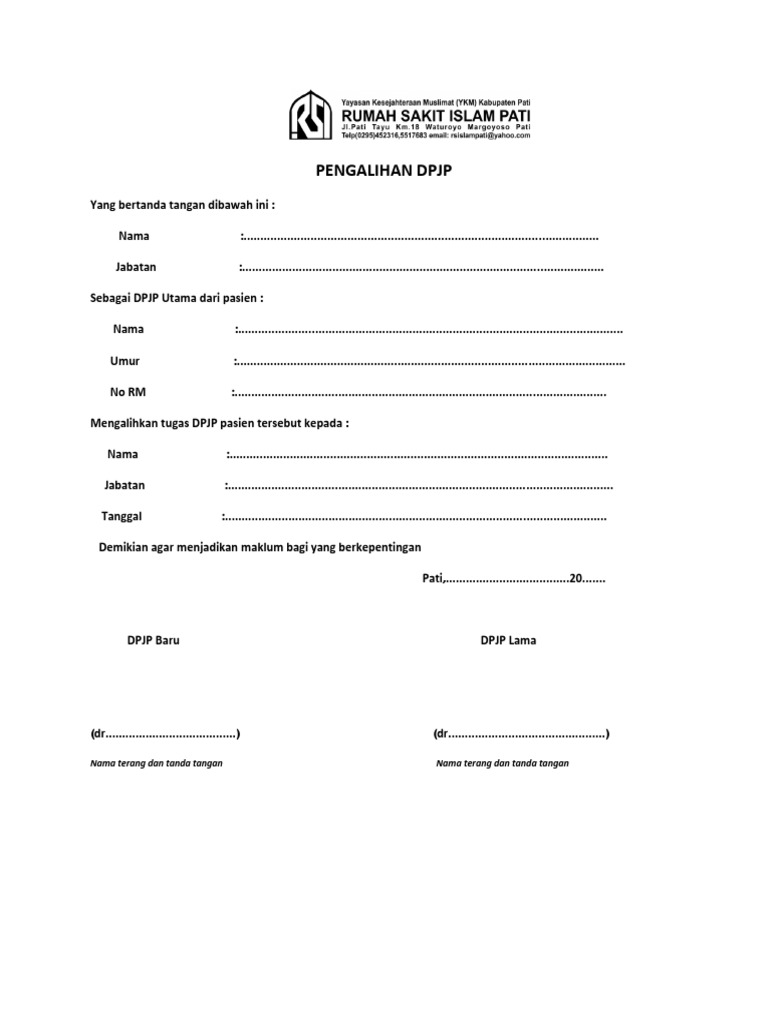 Form Pengalihan DPJP 2019 | PDF