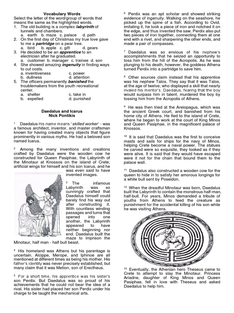 Daedalus and Icarus by Nick Pontikis | PDF | Minotaur | Theseus
