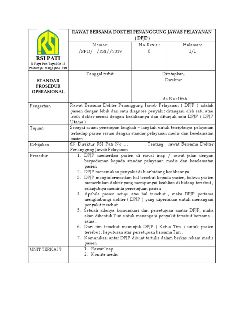 Spo Raber Dengan DPJP | PDF