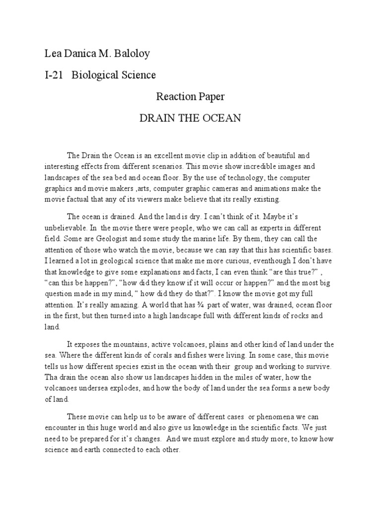 "Exploring 'Drain the Ocean': A Reaction" | PDF | Social Science
