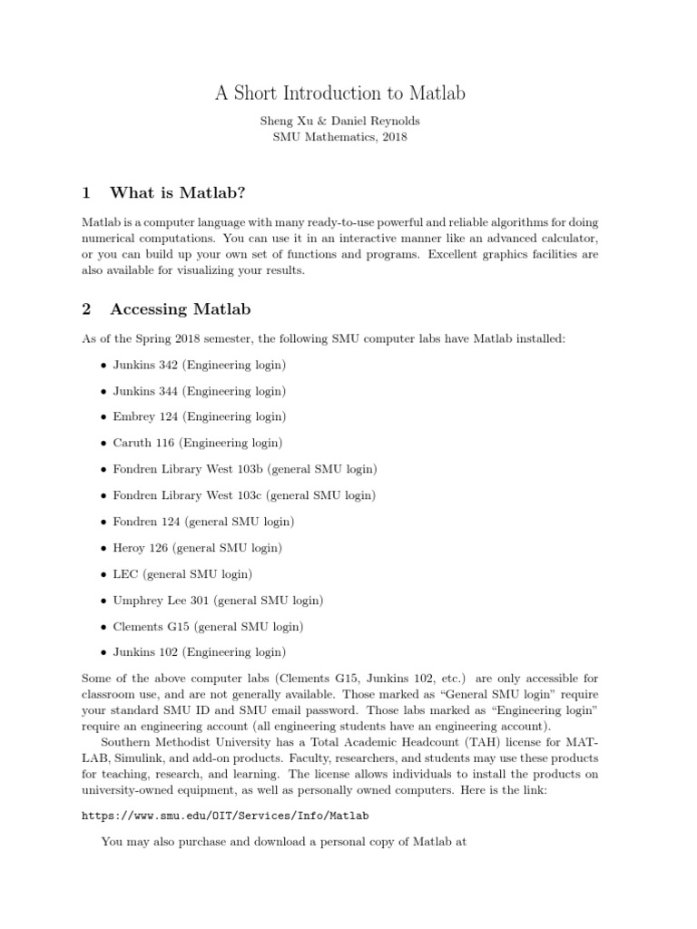 Matlab Tutorial PDF | Download Free PDF | Matrix (Mathematics) | Norm ... Matlab Tutorial PDF | Download Free PDF | Matrix (Mathematics) | Norm ...