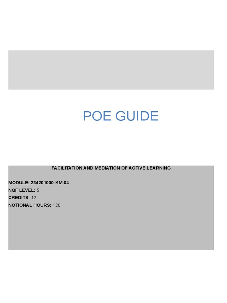 234201000-KM-04-POE Guide | PDF | Educational Assessment | Mediation