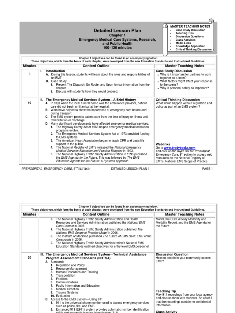 Lesson Plans | PDF | Emergency Medical Services | Emergency Medical ...