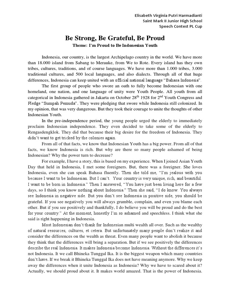 Speech Contest Script Pdf Indonesian Language Indonesia