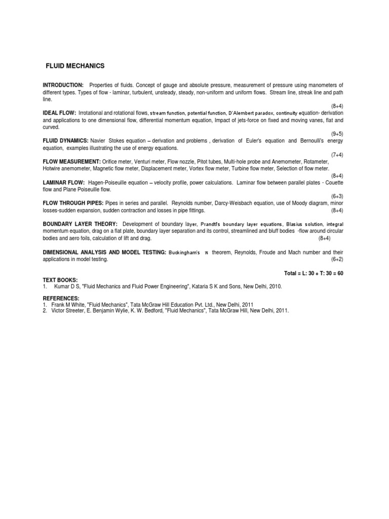 FM Syllabus | PDF | Boundary Layer | Fluid Dynamics