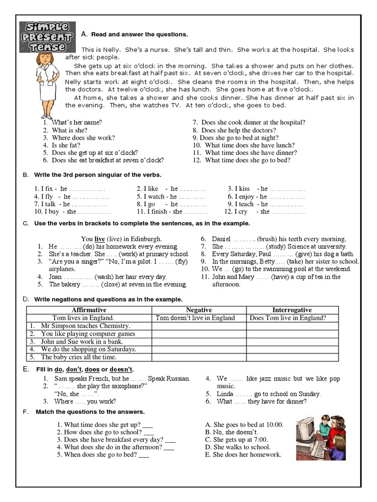 Worksheet - Simple Present Tense. | PDF | Language Mechanics | Linguistics