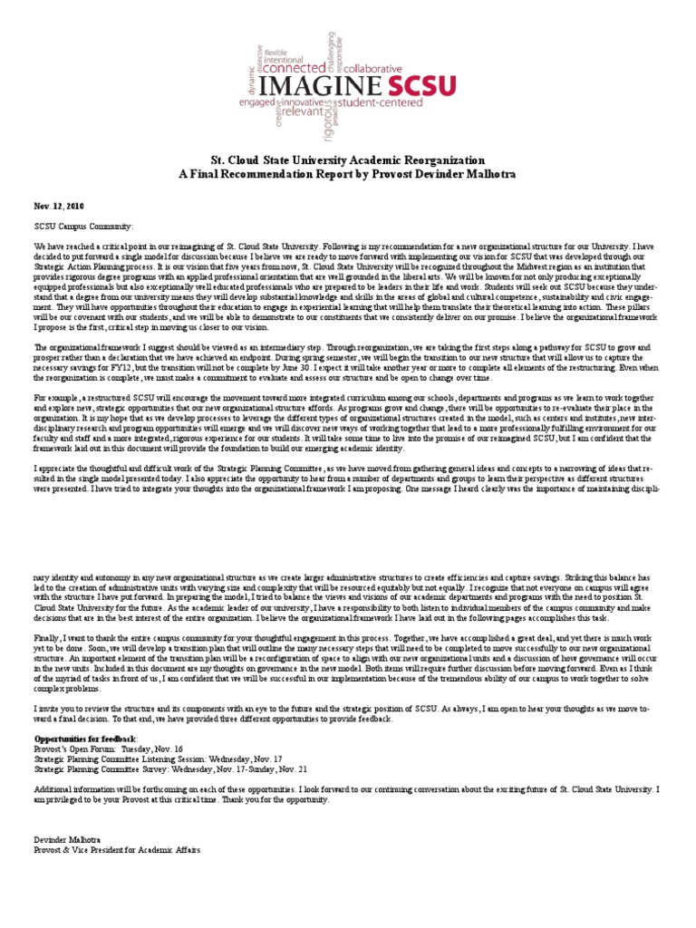 Plugin-Provost's Final Recommendation Report Nov 12 2010 | PDF ...
