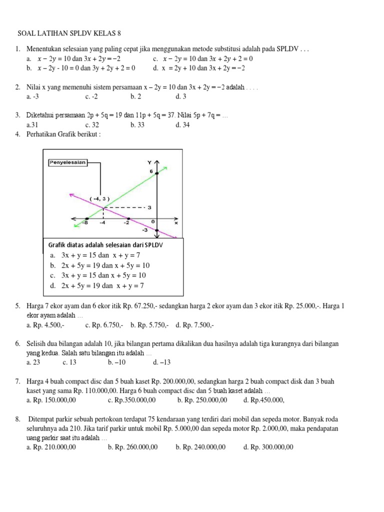 Soal Latihan SPLDV Kelas 8 | PDF