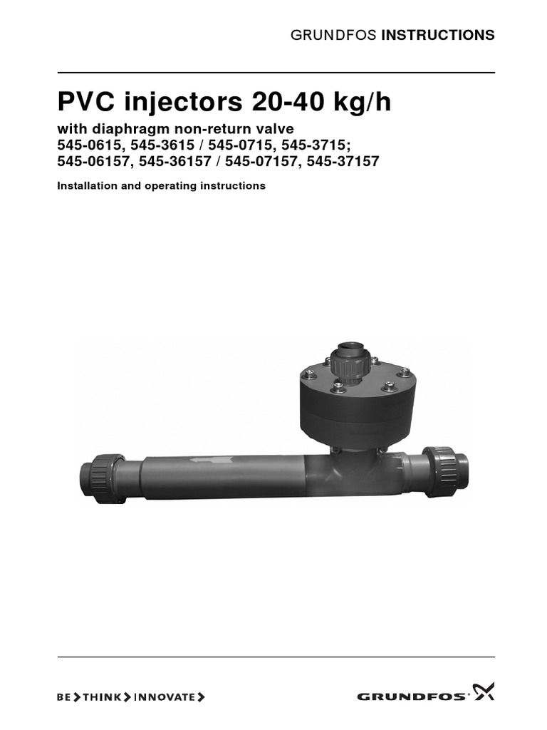 Grundfos PVC Injectors Instructions | PDF | Valve | Personal Protective ...