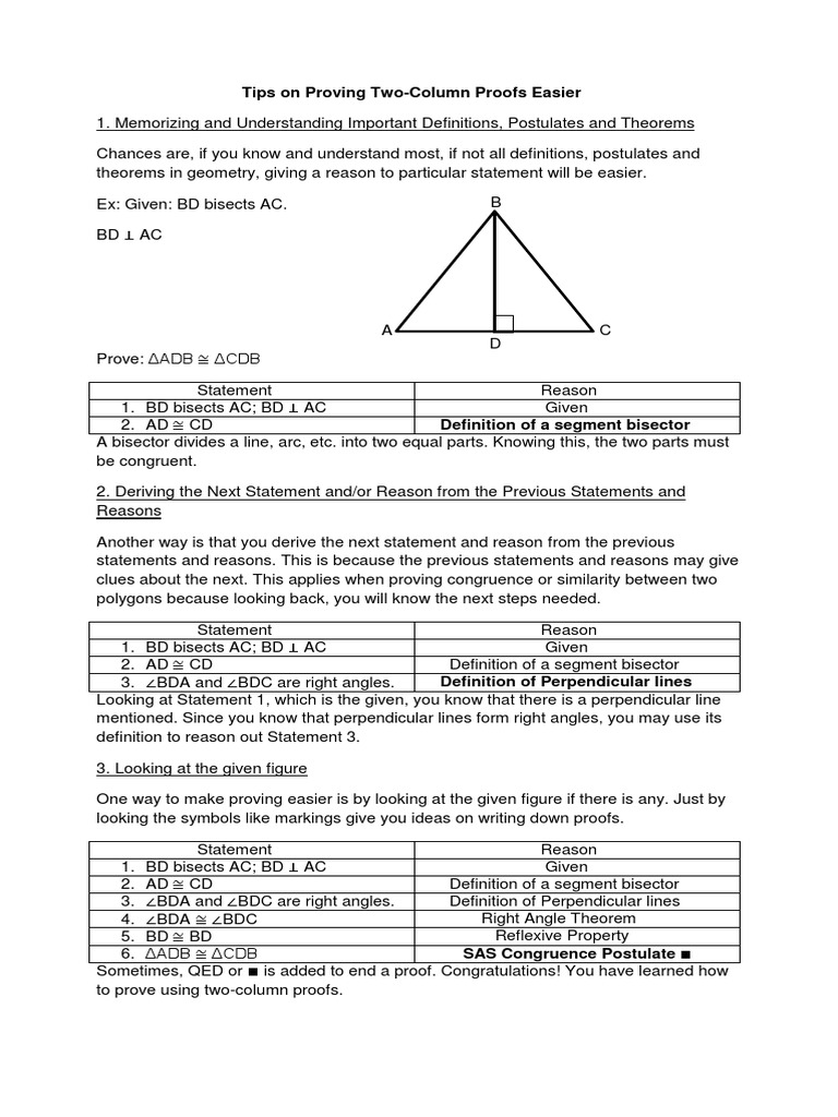 Two Column Proof | Download Free PDF | Perpendicular | Mathematical Proof