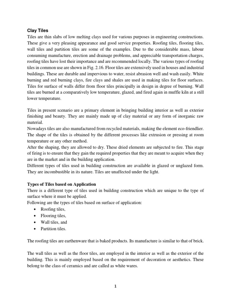 Clay Tiles | PDF | Tile | Pottery