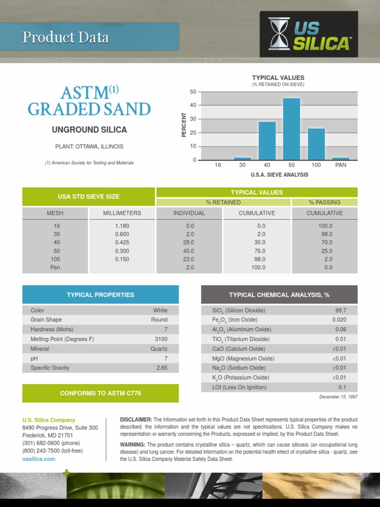 ASTM C778 Graded Sand Specifications | PDF | Silicon Dioxide | Chemical ...