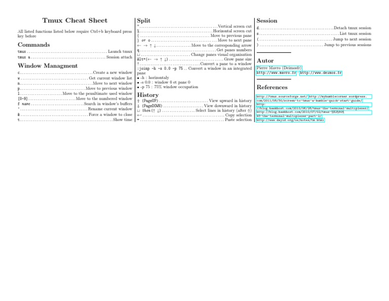 Tmux Cheat Sheet en | PDF | Ibm Pc Compatibles | Microsoft Windows