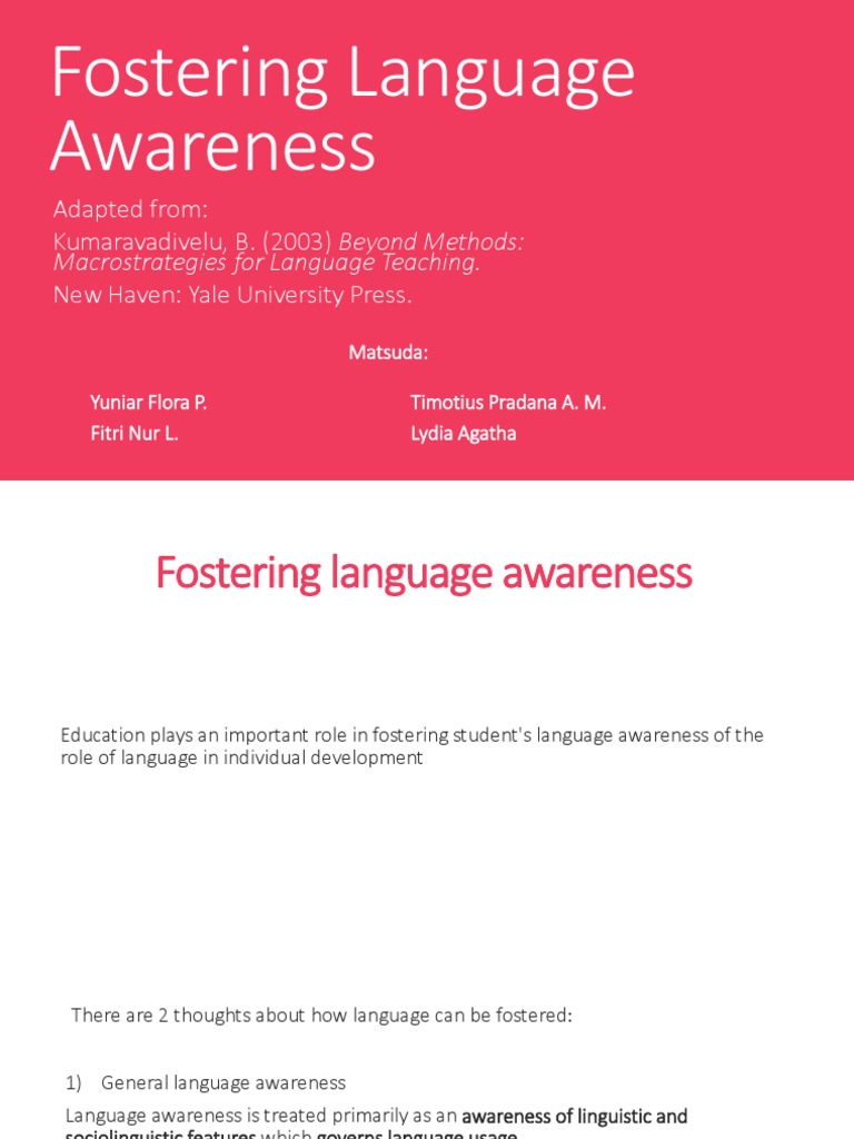 Chapter 7 - Fostering Language Awareness | PDF | Lesson Plan ...