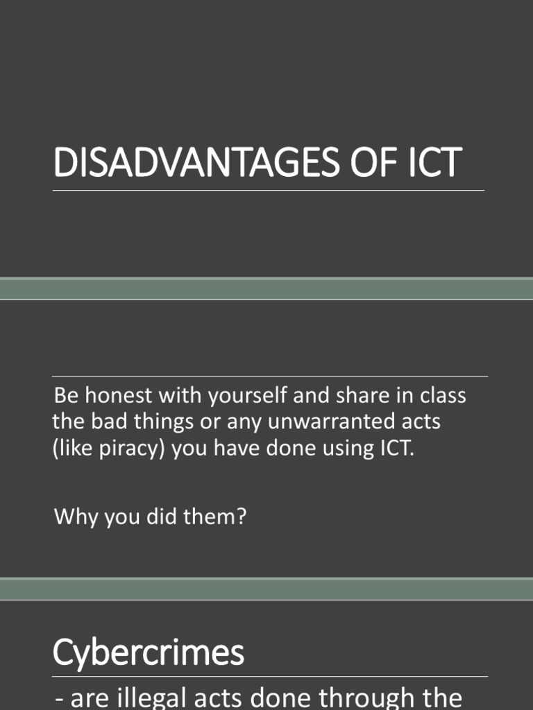 Disadvantages of Ict | PDF | Cybercrime | Copyright Infringement